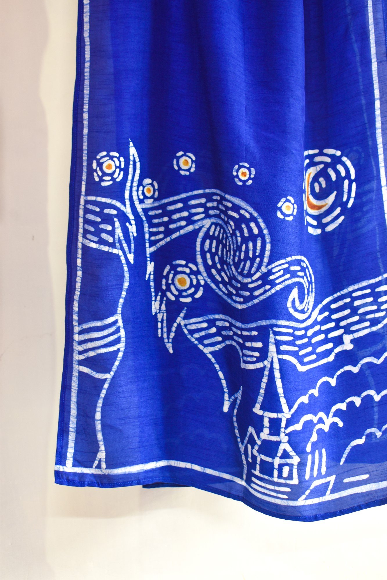 Starry Night Hand-Painted Batik Silk Stole | Welcome To Renaisa