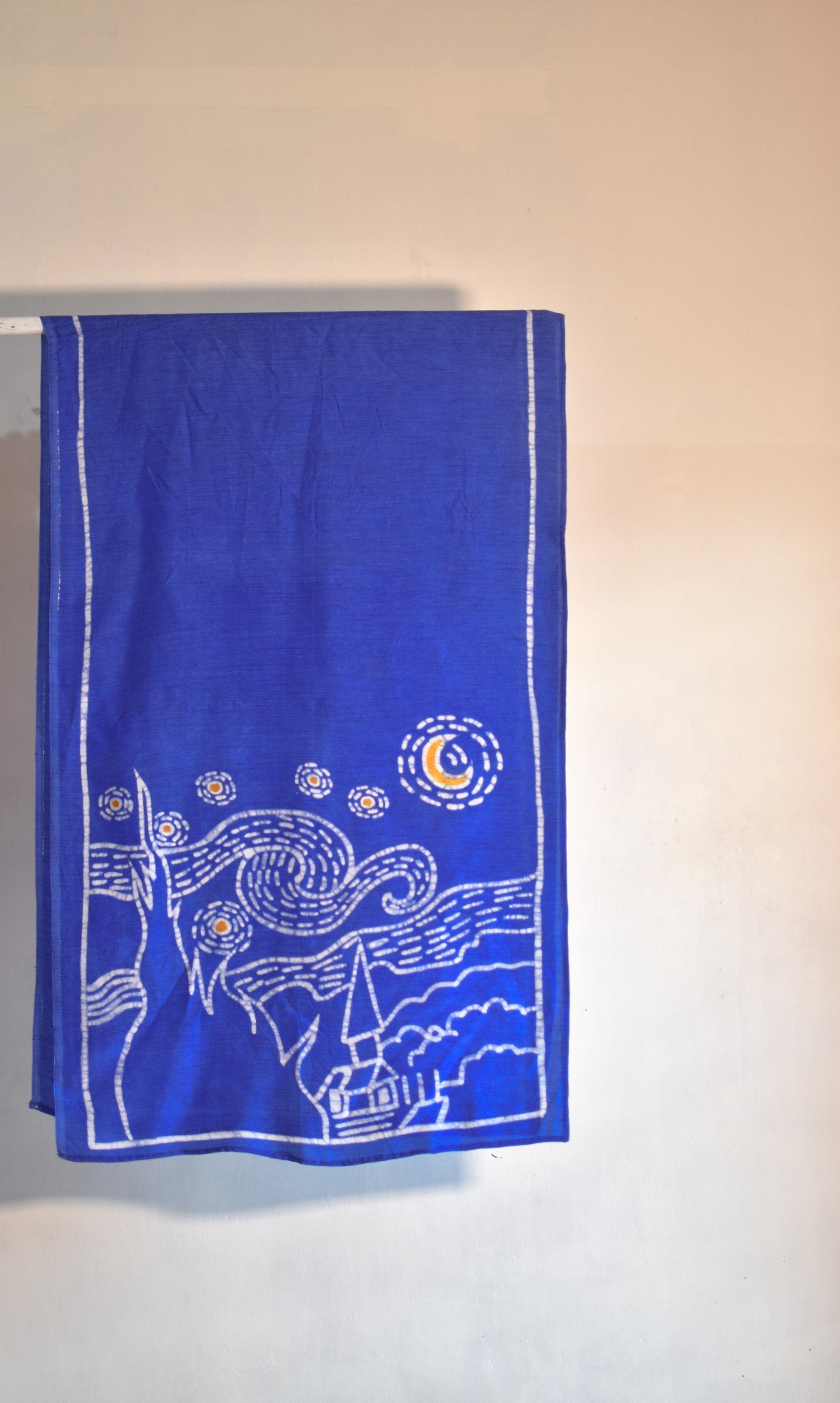 Starry Night Hand-Painted Batik Silk Stole | Welcome To Renaisa